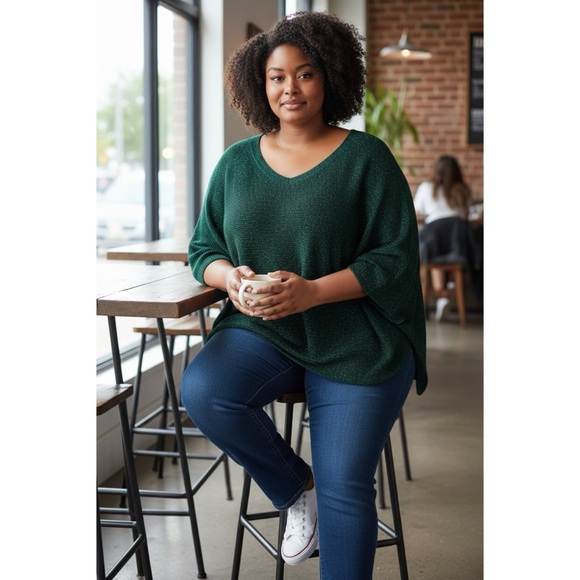 I.N. Studio | Sweaters | Nwt Emerald Green Metallic Sparkle Ribbed ...